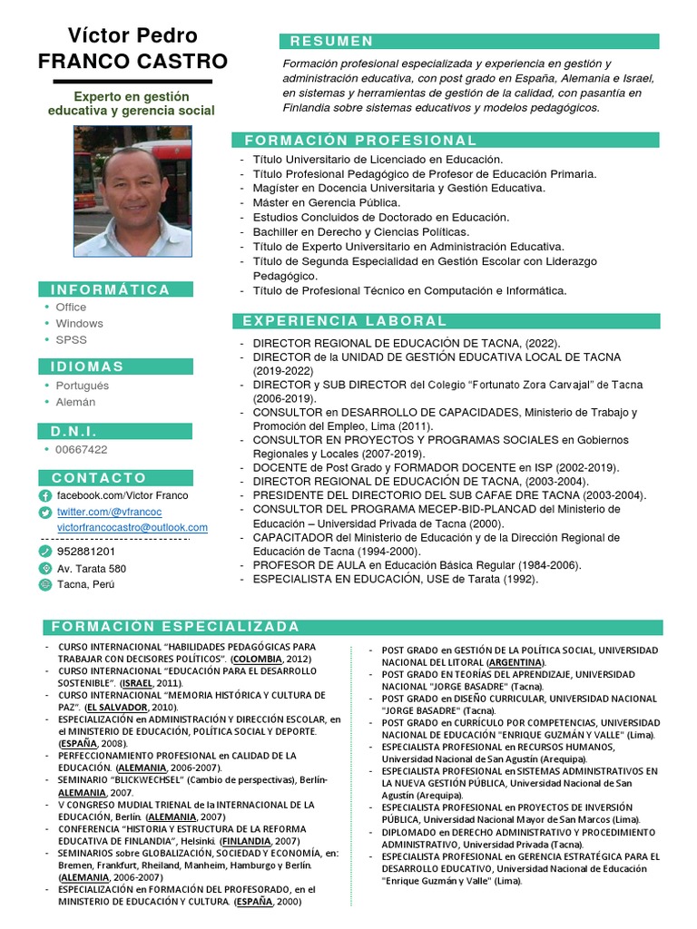 CV Victor-Franco 2022 | PDF | Maestros | Universidad