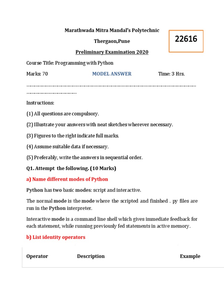 Model Answer Paper | PDF