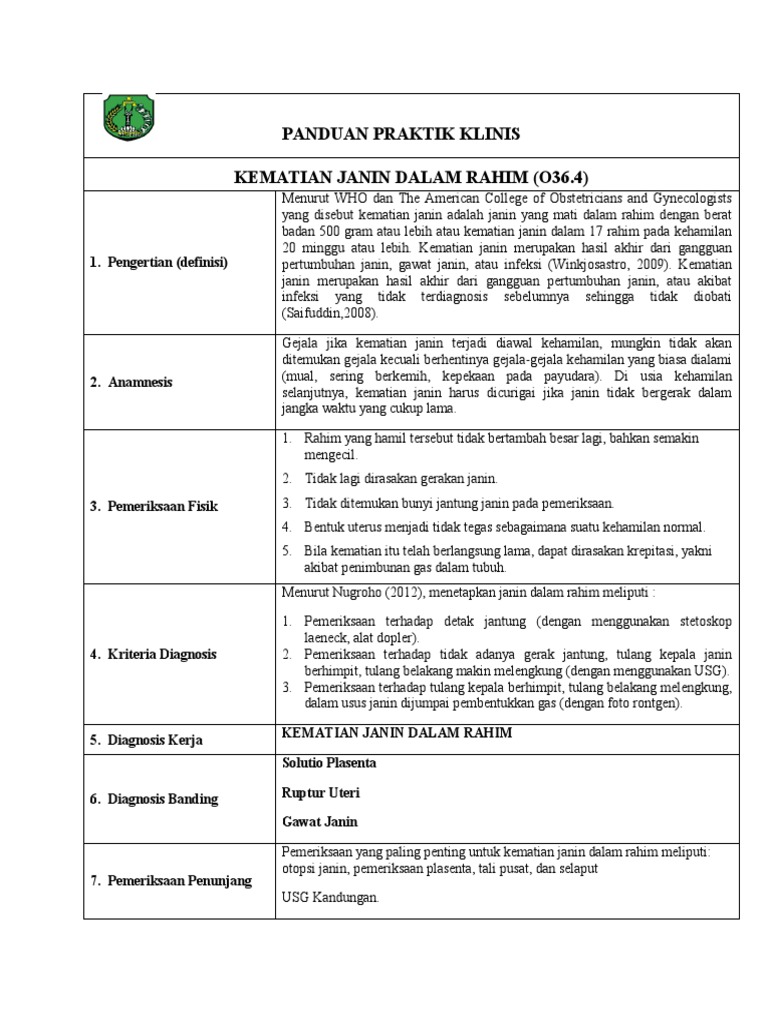 PPK - Kematian Janin Dalam Rahim | PDF