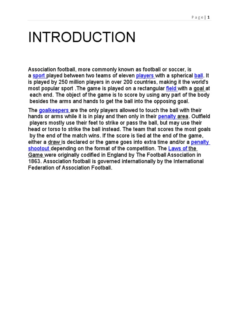 PDF Physical Education Project On Football | PDF | Association Football ...