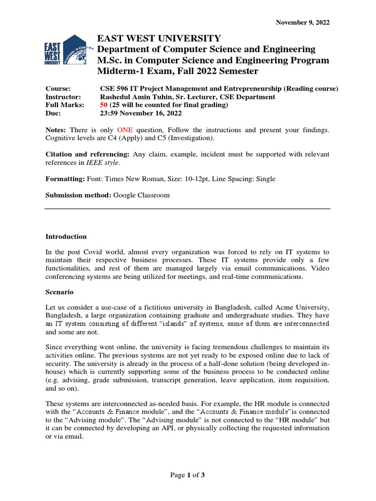 2022 3 CSE596-1 Midterm-1 | PDF