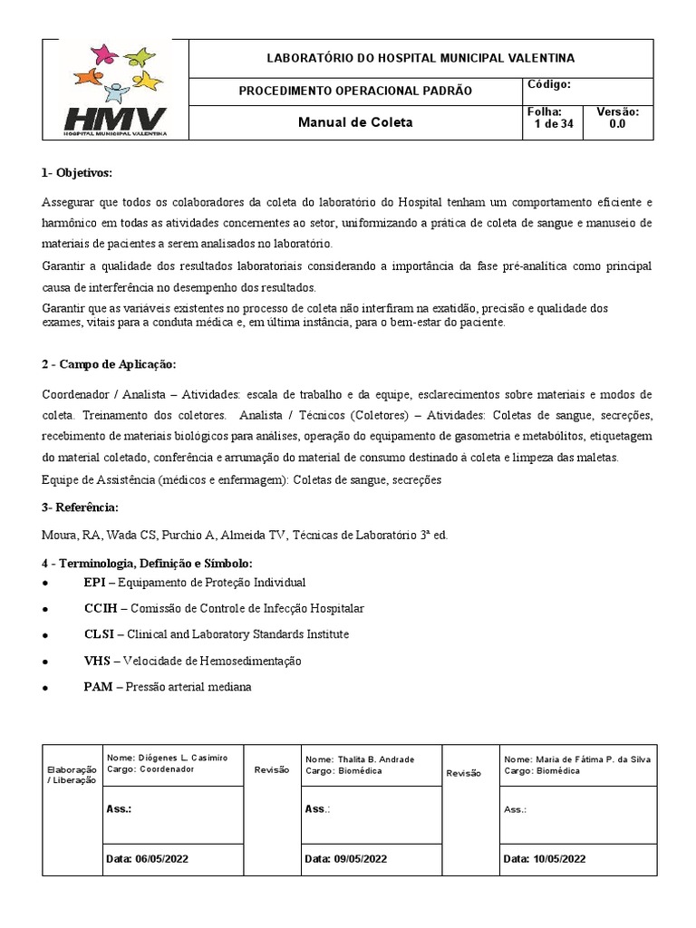 POP - Manual de Coleta | PDF
