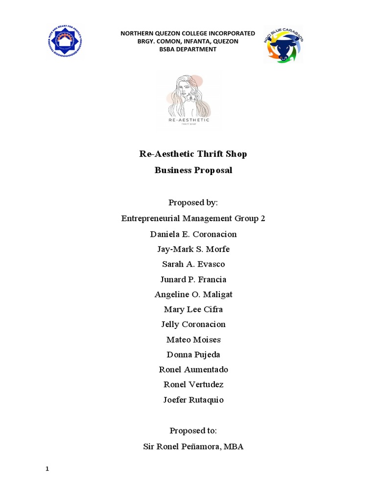 Re-Aesthetic Thrift Shop Proposal | PDF