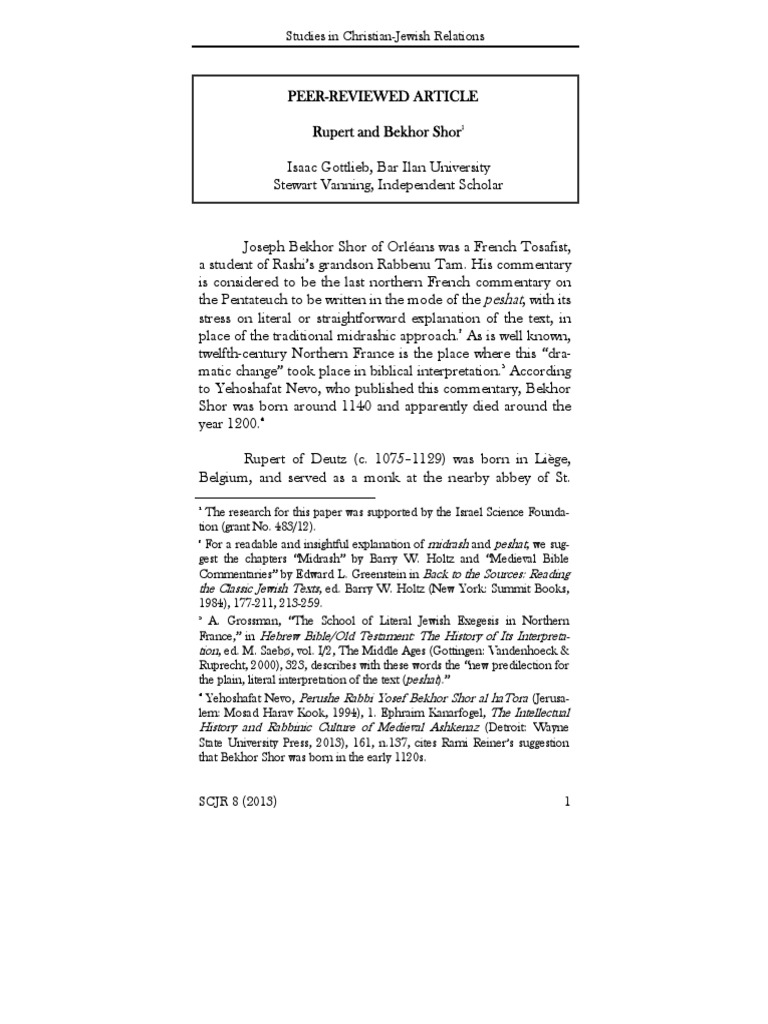 Bechor Shor and Rupert | PDF | Exegesis | Midrash