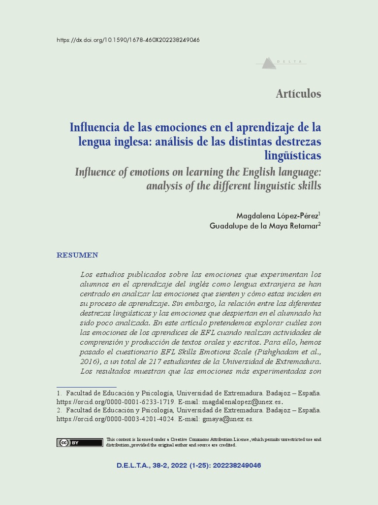 Influencia Del Aprendizaje En Las Emociones Pdf Aprendizaje Las