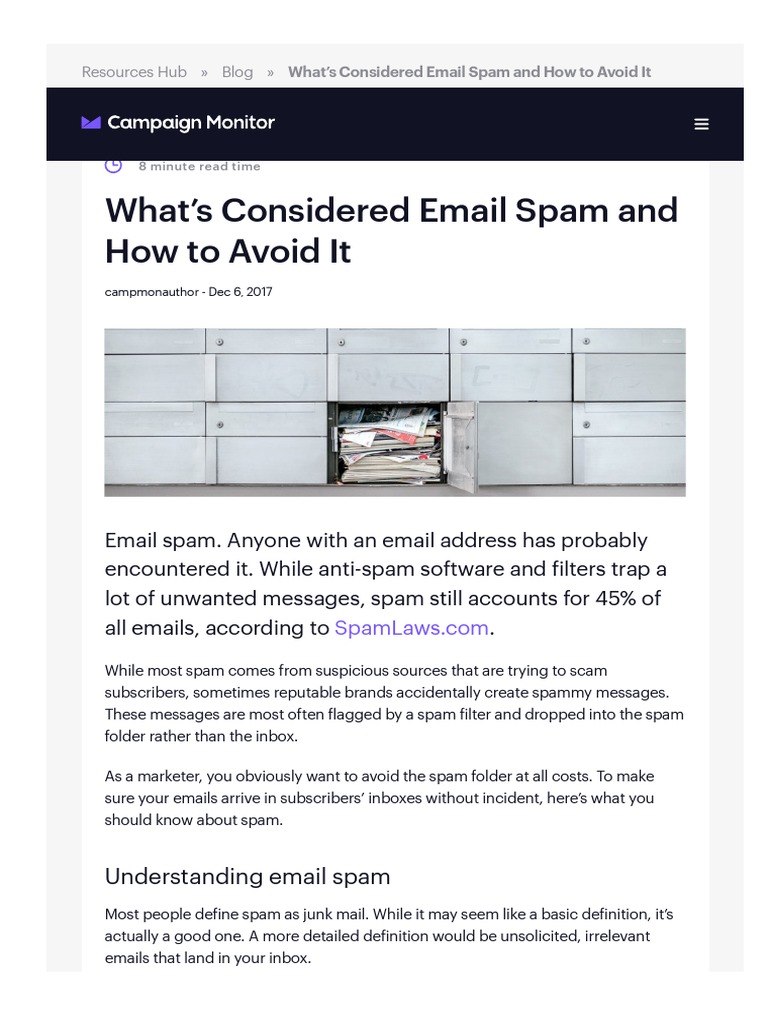 WWW Campaignmonitor Com Blog Email Marketing Whats Considered Email Spam Avoid | PDF | Email ...