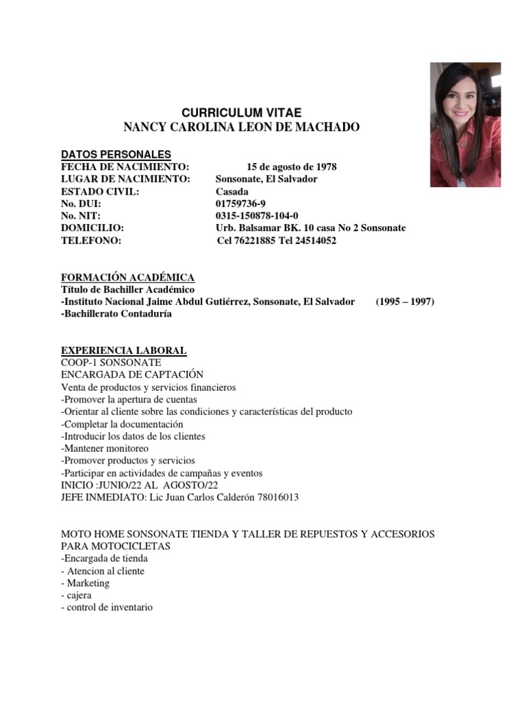 Curriculum Vitae: Nancy Carolina Leon de Machado | PDF | Mercado (economía) | Industrias de servicio