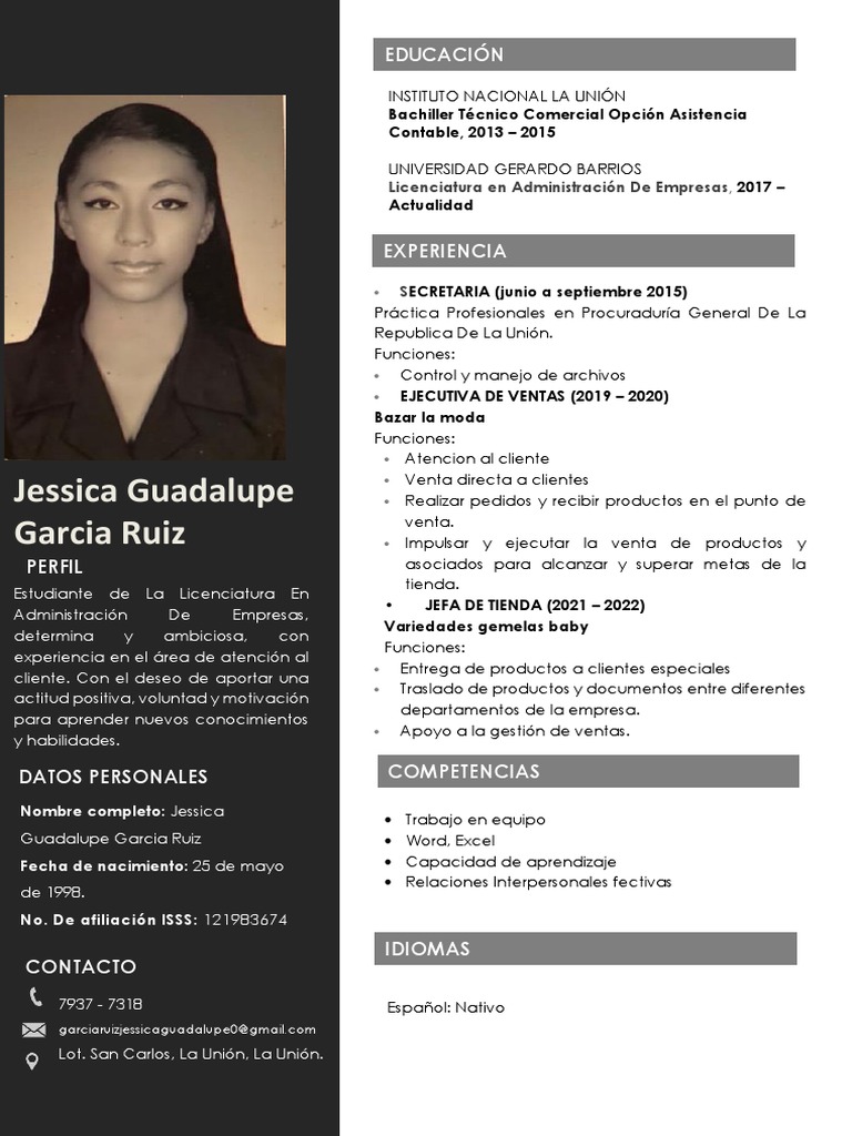 Cv-Jessica Guadalupe Garcia Ruiz | PDF | Business