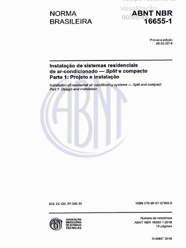 Abnt NBR 16655-1 | PDF | Ar condicionado | Refrigeração