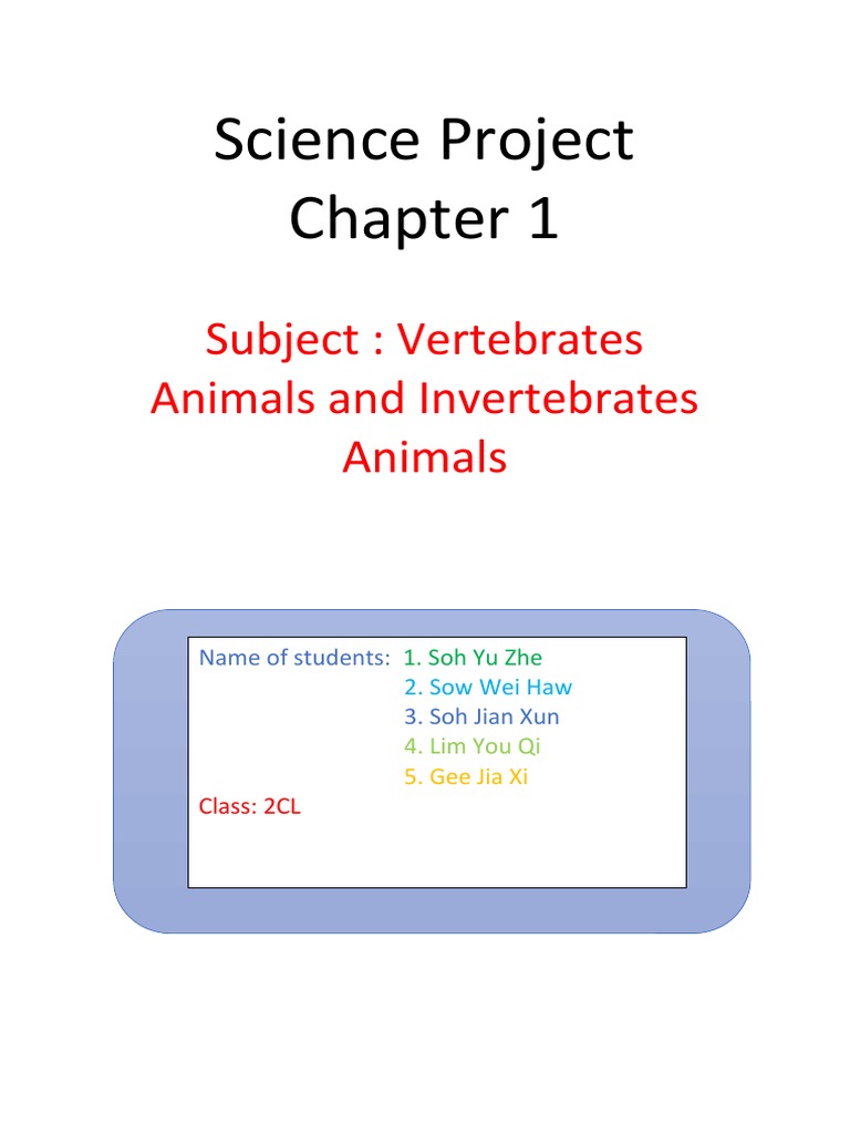 Science Project Chapter 1 | PDF | Invertebrate | Vertebrates