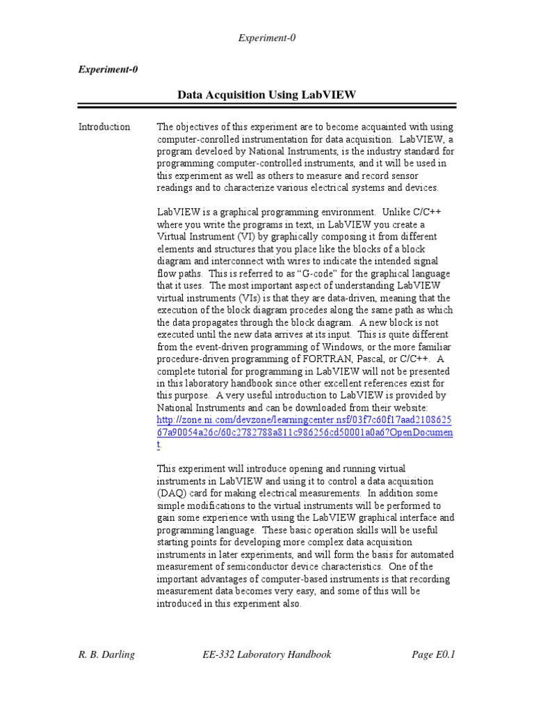 Data Acquisition Using Labview: Experiment-0 | PDF | Data Acquisition | Diode