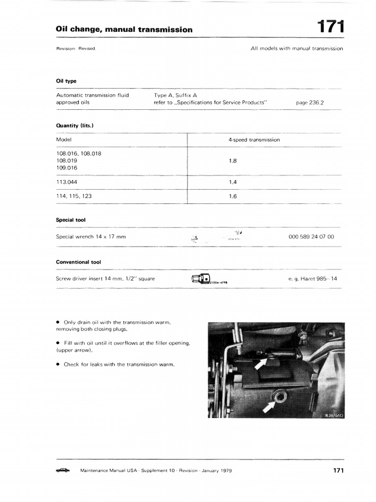 171 - Oil Change, Manual Transmission | PDF