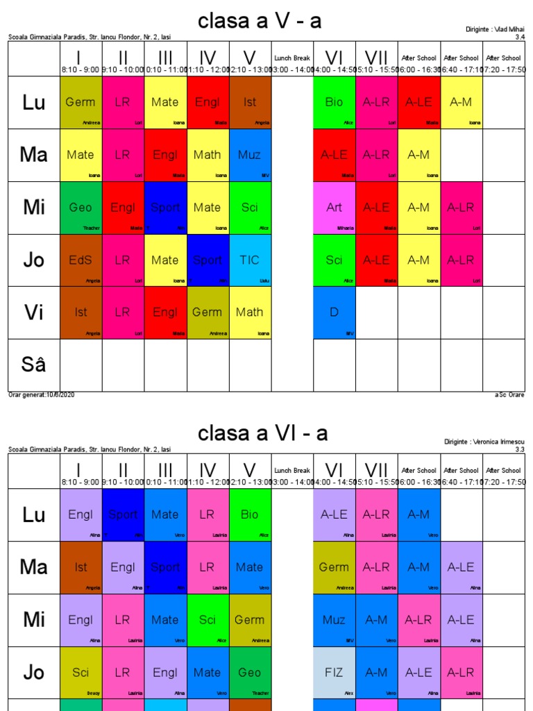 Orar Clase Linii | PDF