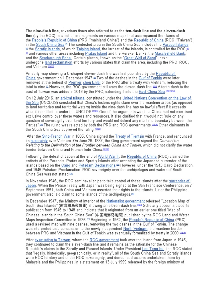 The Nine Dash Line | PDF | World Politics | China