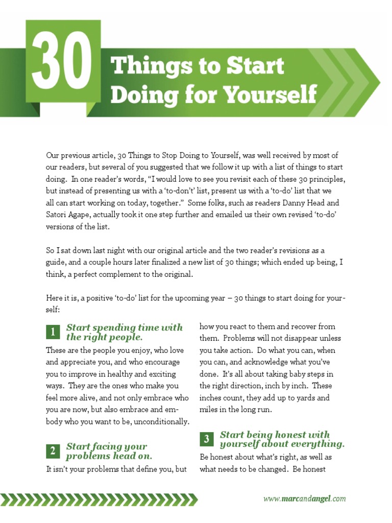 30 Things To Start Doing Yourself | PDF