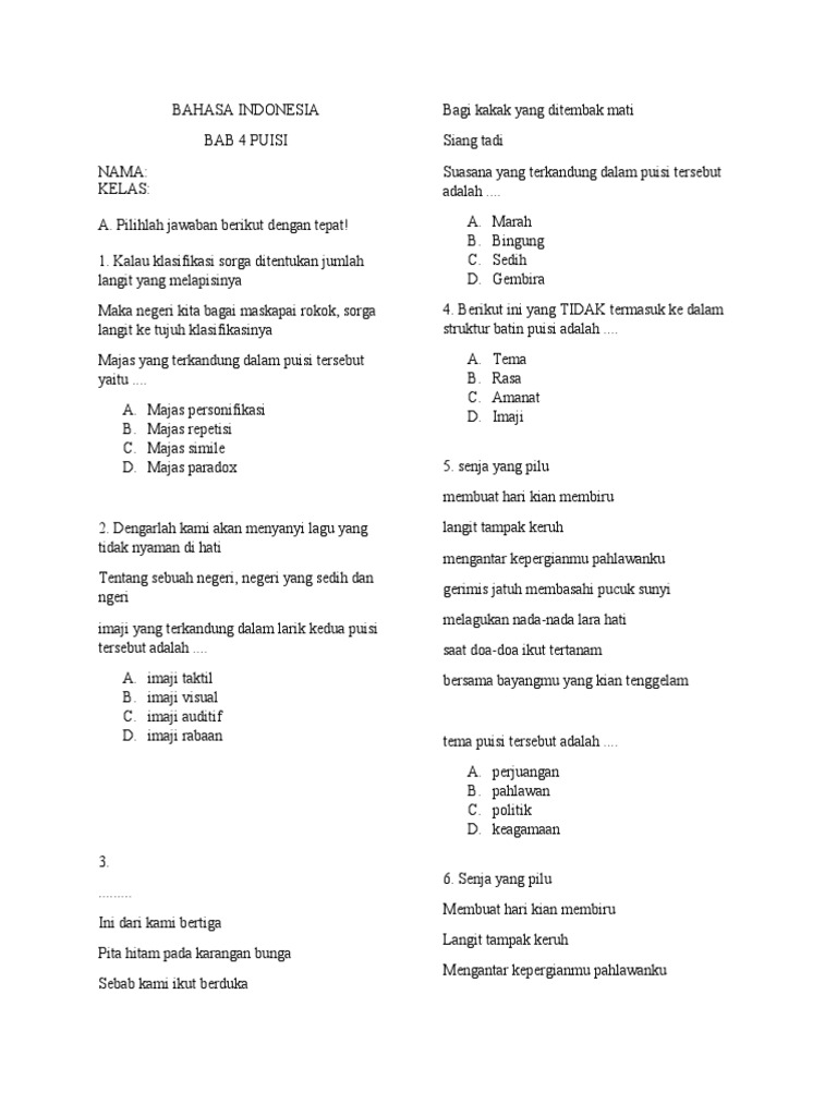 PH Bab 4 Puisi Kelas 8 | PDF