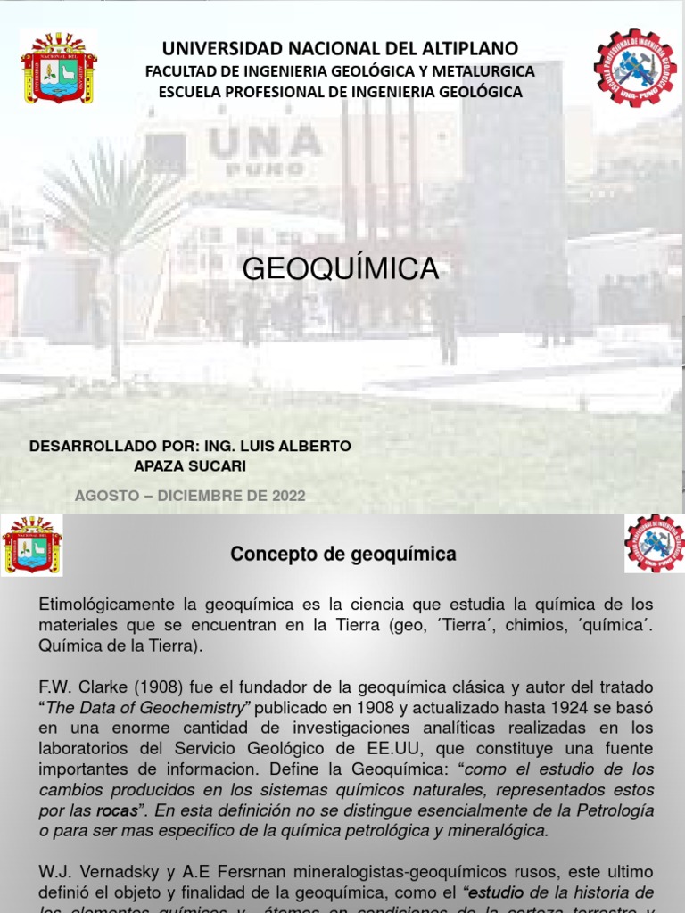 Introducción, Objetivos y Clasificacion de La Geoquimica - Clase - 1 ...