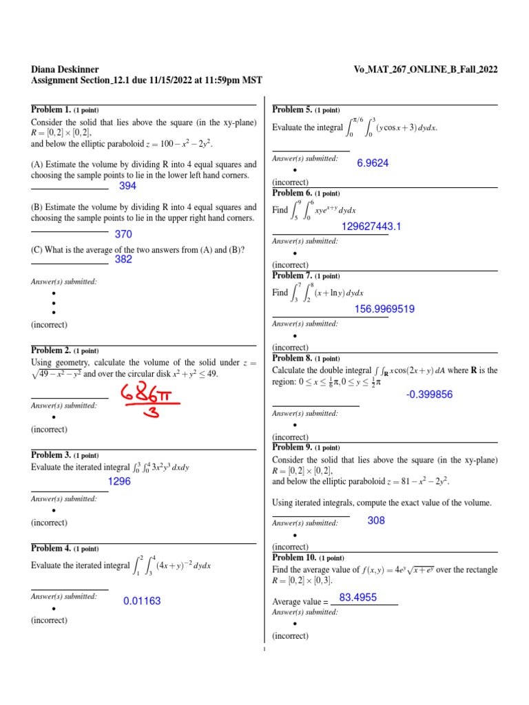 Vo MAT 267 ONLINE B Fall 2022.ddeskinn - Section 12.1 | PDF | Geometry | Mathematical Objects