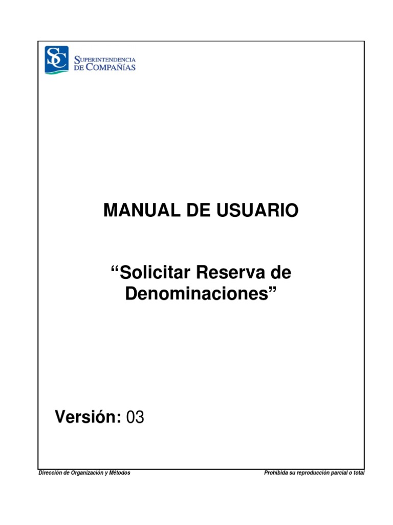 Manual de Usuario - Solicitar Reserva de Denominaciones | PDF