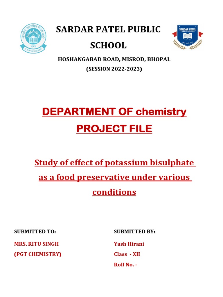 Chemistry Project Final Coloured | PDF | Food Preservation | Food And Drink