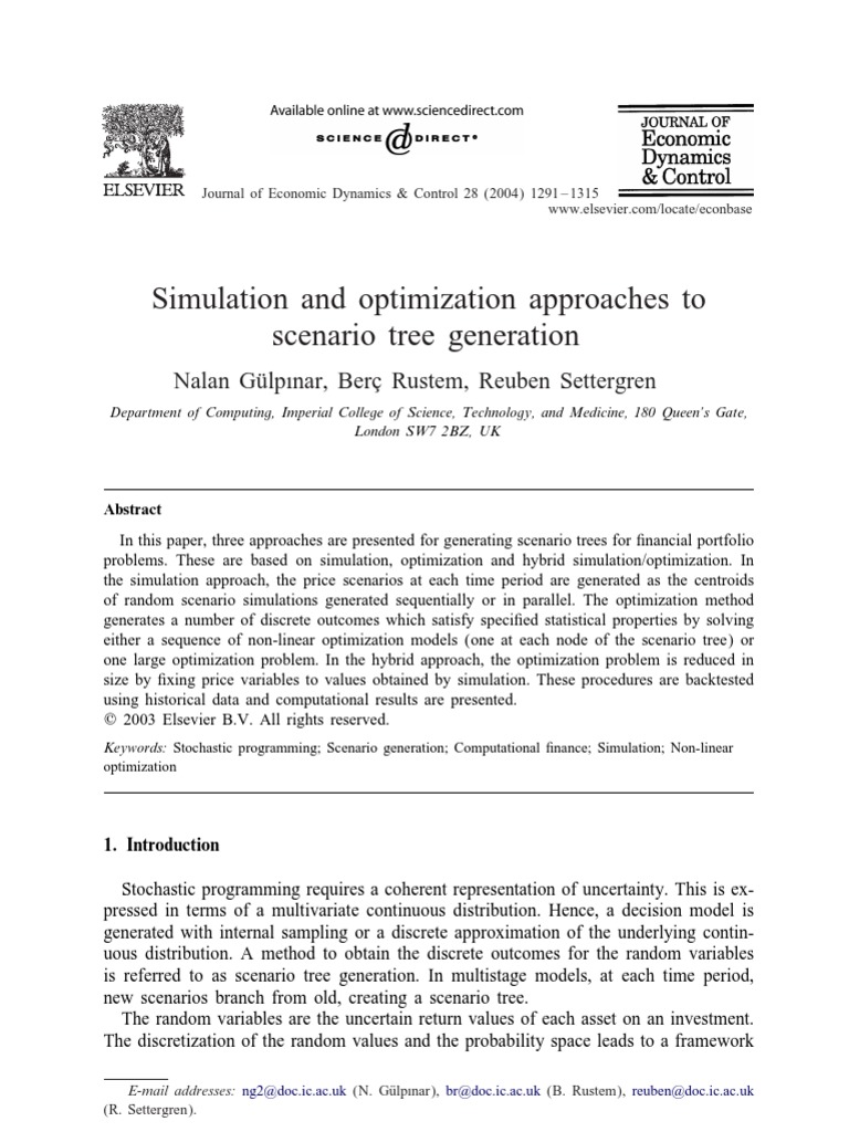 Scenario Tree Generation | PDF | Mathematical Optimization | Cluster ...