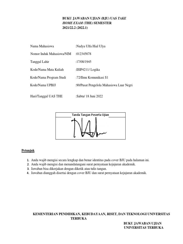 Contoh BJU UAS THE | PDF