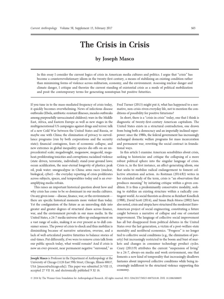 The Crisis of Crisis: Examining the Dominance of Crisis Rhetoric in ...