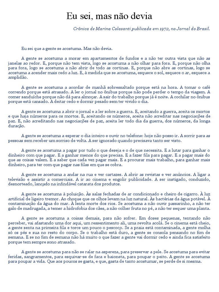 Eu Sei, Mas Não Devia | PDF