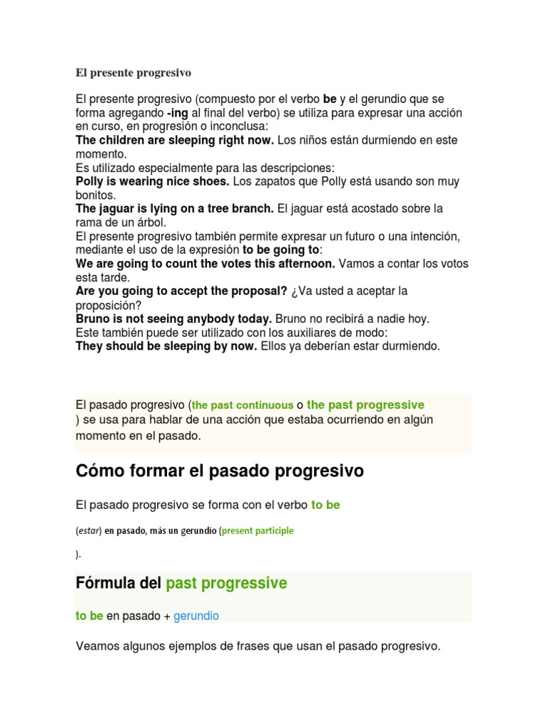 El Presente Progresivo | PDF