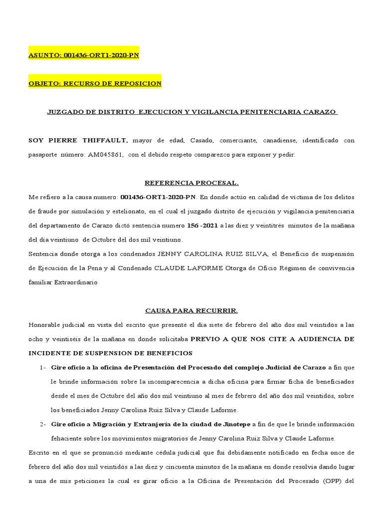 Recurso de Reposicion | PDF