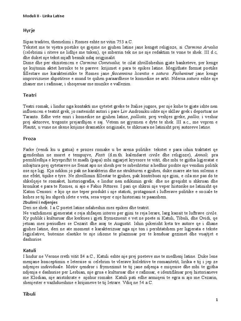 Lirika Latine, Katuli | PDF