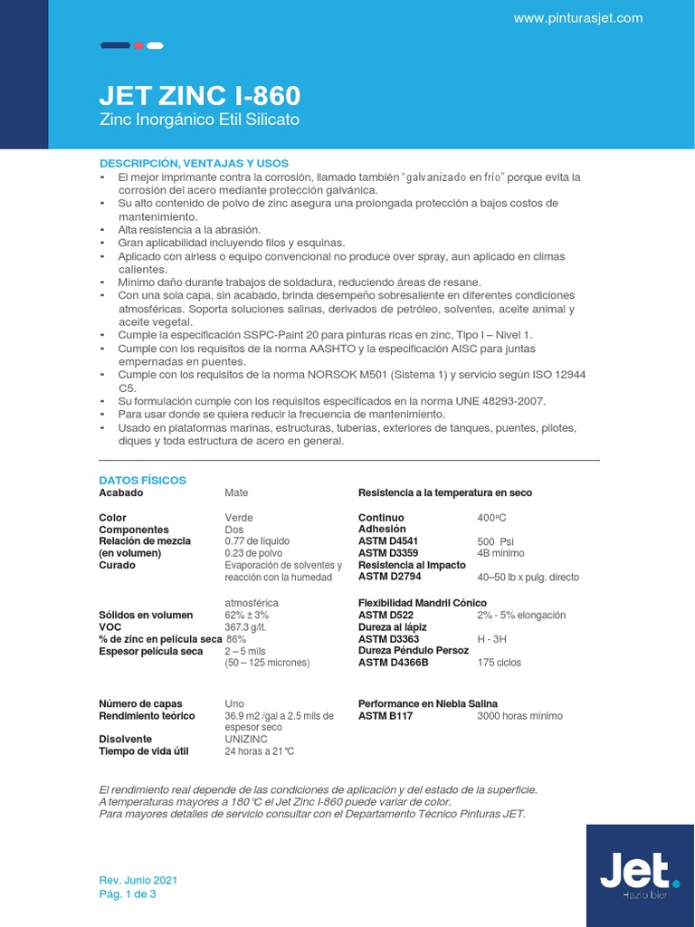 2528 Jet Zinc I-860 | PDF | Zinc | Acero