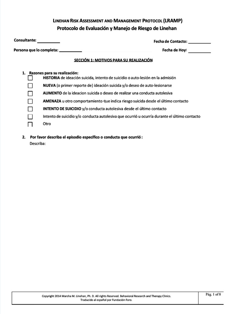 L R A M P (Lramp) Protocolo de Evaluación y Manejo de Riesgo de Linehan ...