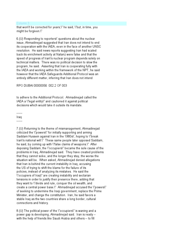 United States Diplomatic Cables Leak - Wikileaks #36 | PDF