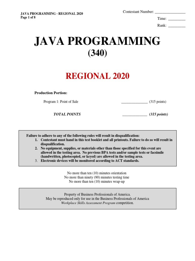 340 - Java Programming - R - 2020 | PDF | Menu | Programming
