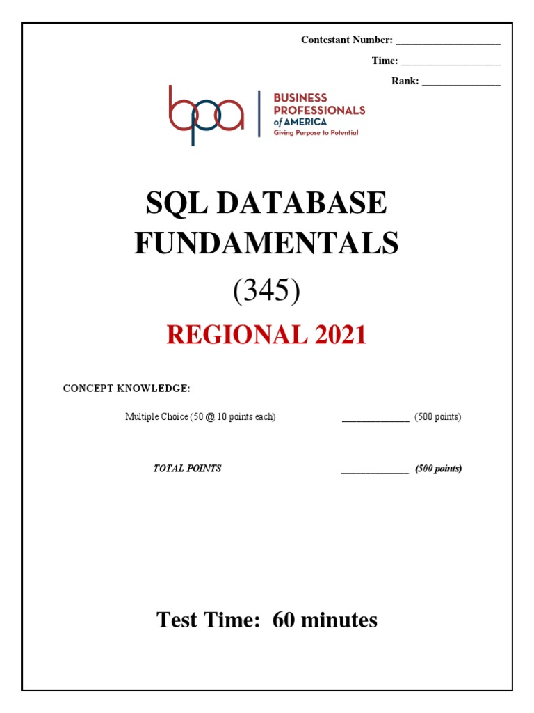 345 - SQL Database Fundamentals - R - 2021 | PDF