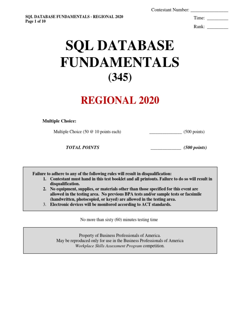SQL Fundamentals Assessment Guide | PDF
