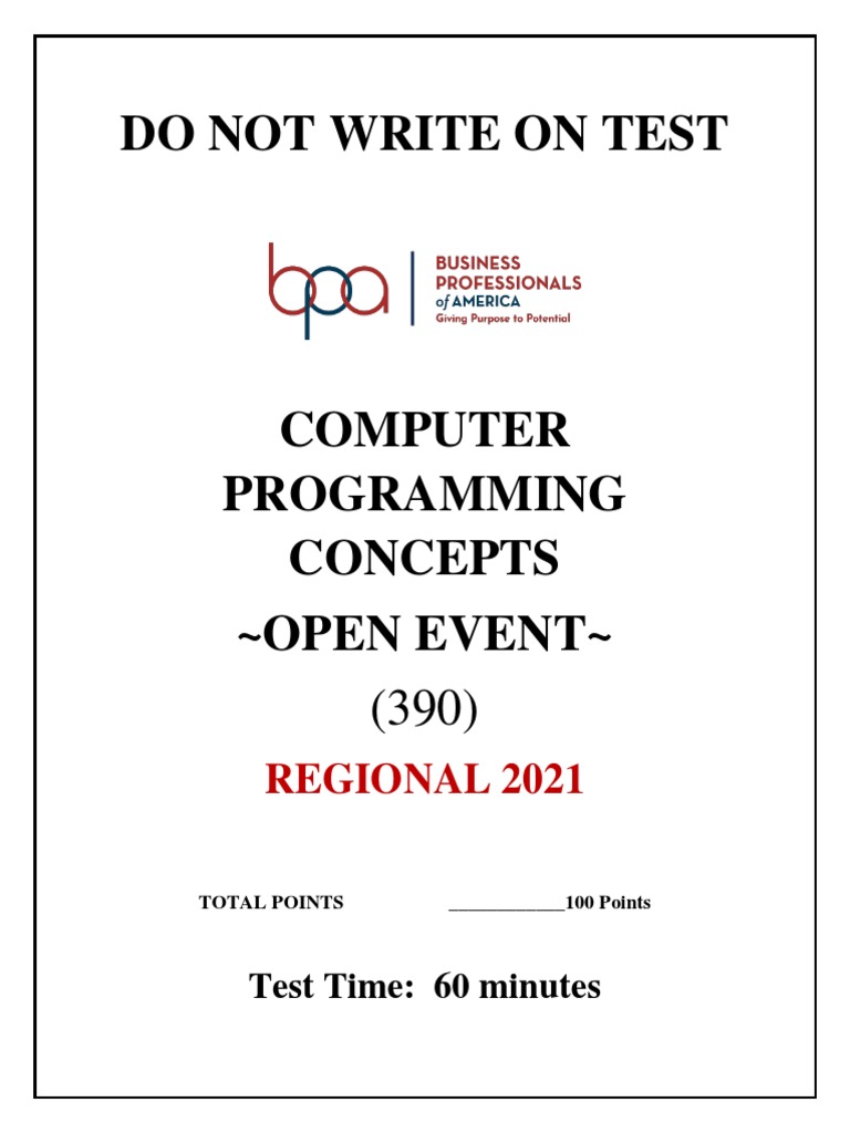 390 - Computer Programming Concepts (Open) - R - 2021 | PDF | Variable (Computer Science ...
