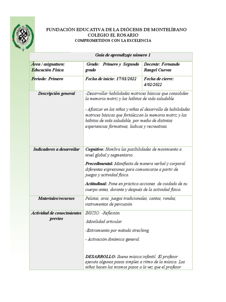 Guias Grado Primero y Segundo | PDF | Maestros | Aprendizaje