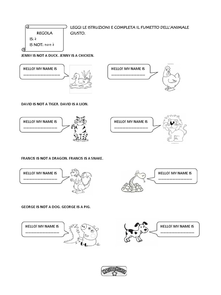 Maestra Giulia Animals and Verb To Be | PDF