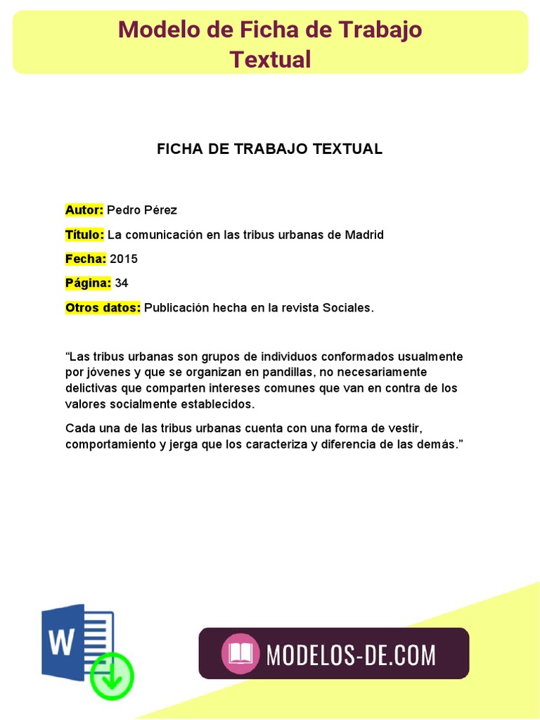 Modelo de Ficha Textual | PDF