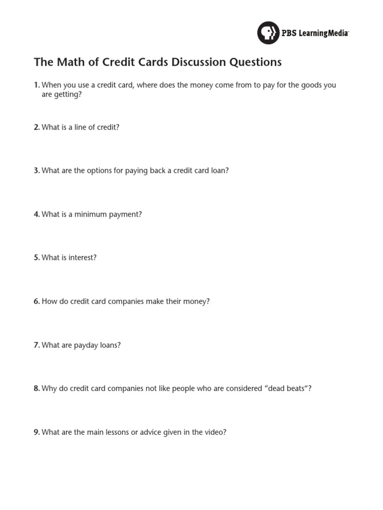 The Math of Credit Cards Discussion Questions: Are Getting? | PDF