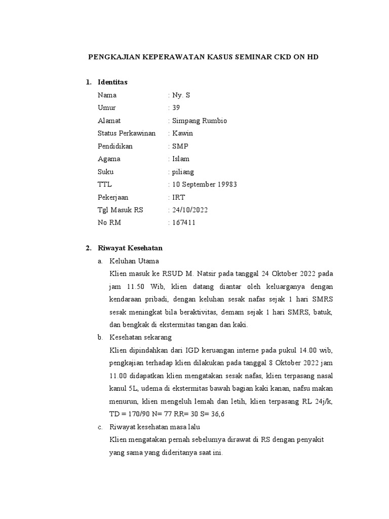 Seminar Kasus Siklus KMB CKD On HD | PDF