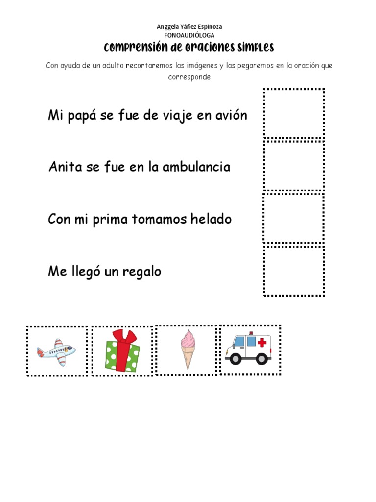 Hojas De Trabajo De Comprensión De Oraciones Comprensión De Frases