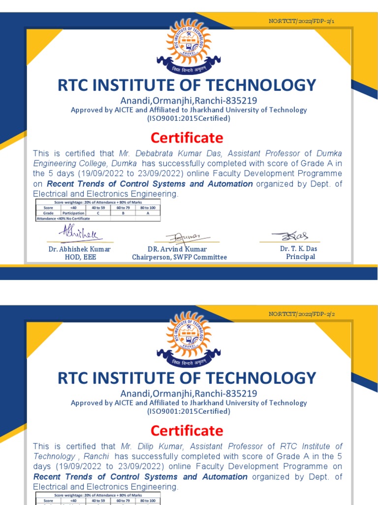 RTCIT certificates for control systems FDP | PDF | Electrical ...