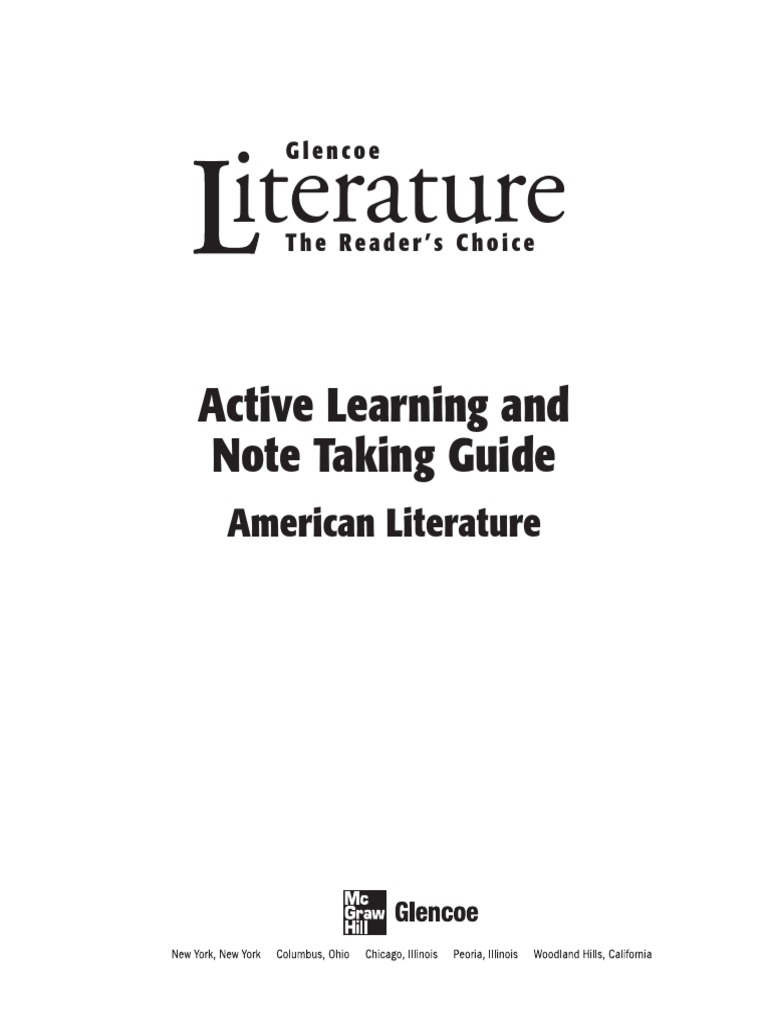 Active Learning and Note Taking Guide American Literature English ...