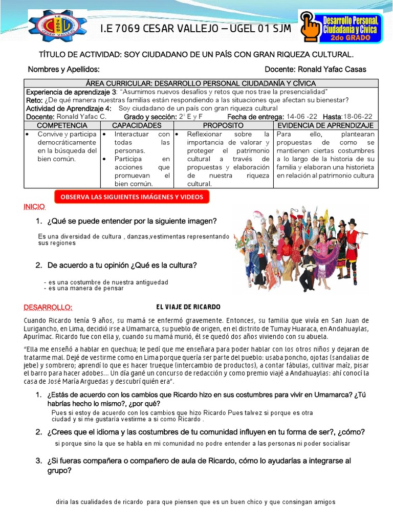 Título Soy Ciudadano (A) de Un País Con Gran Riqueza Cultural | PDF