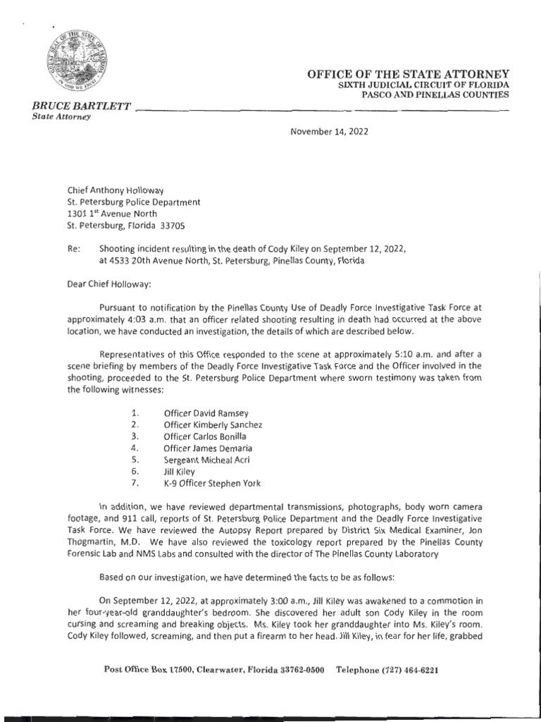 11-14-22 Bartlett (SPPD Shooting - Death of Cody Kiley - Justifiable Homicide) | PDF | Crimes ...