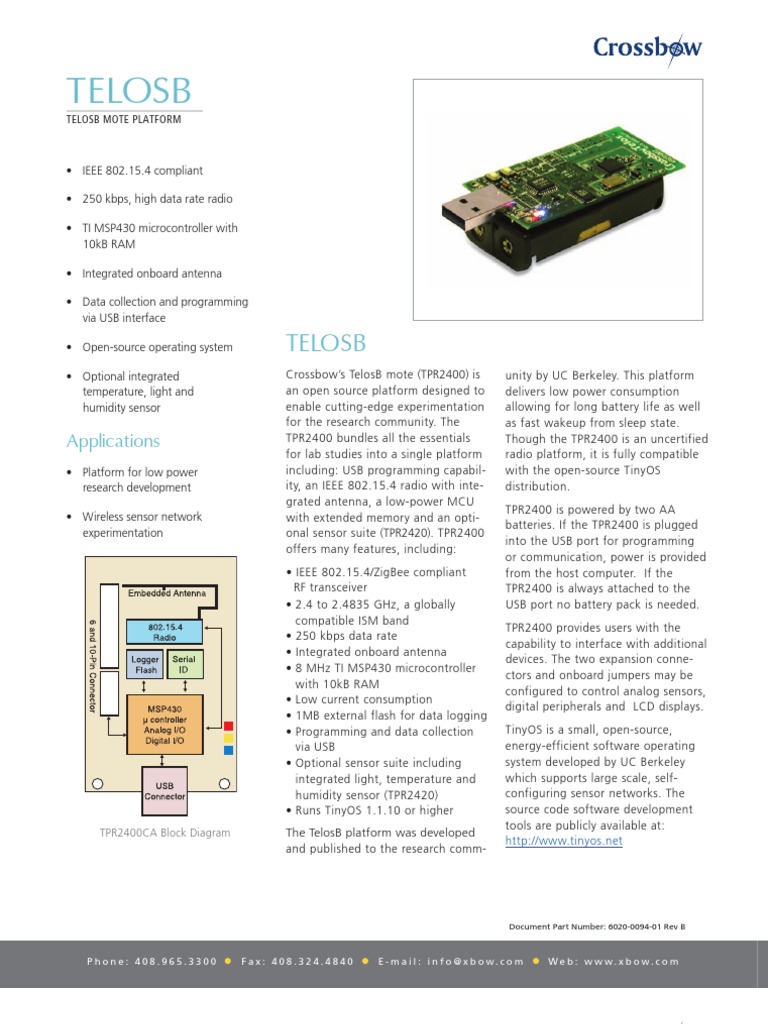 Telos B | PDF | Usb | Microcontroller