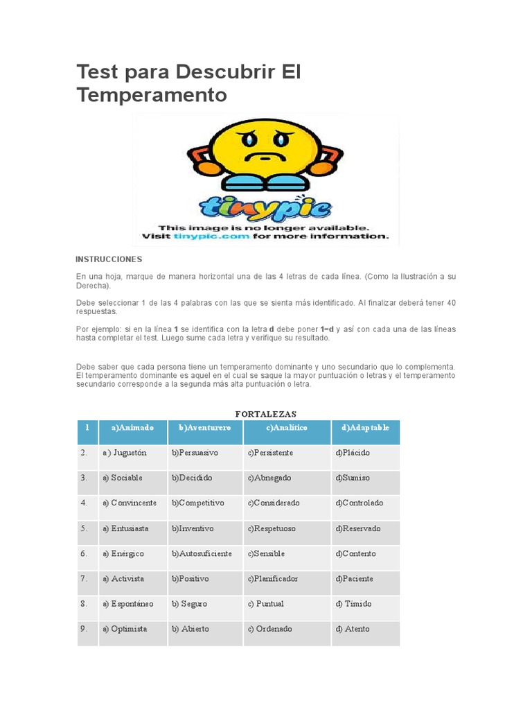 Test para Descubrir El Temperamento | PDF | Temperamento